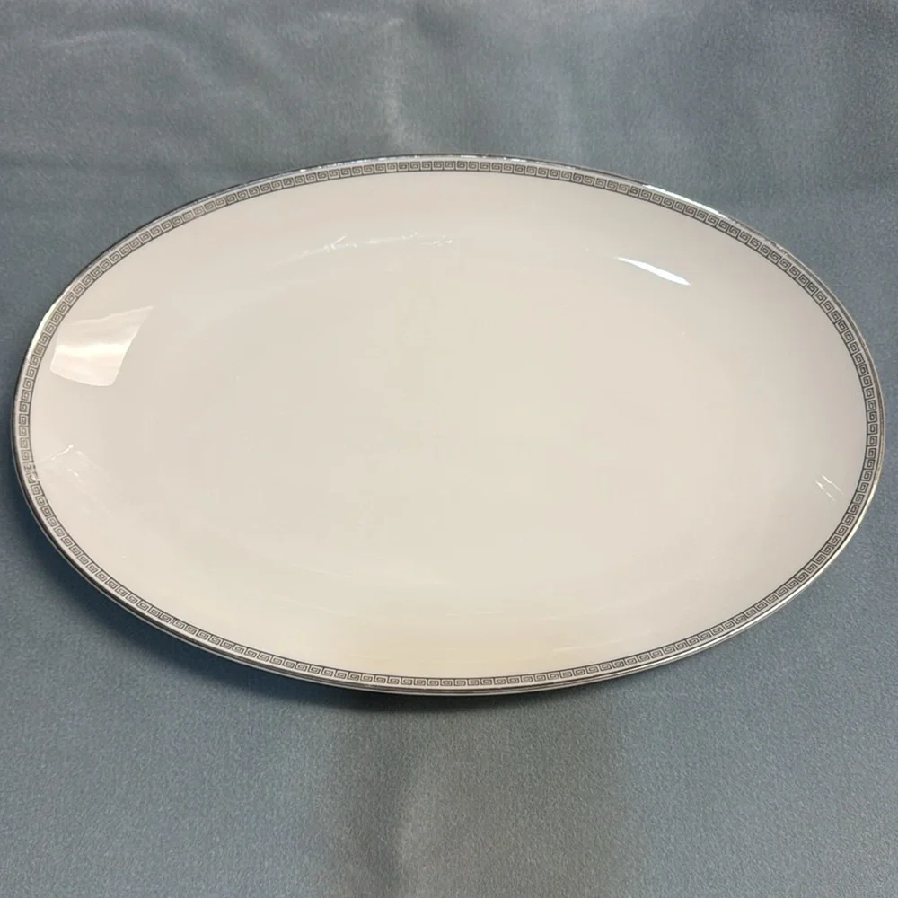 Noritake | Dining | Noritake Silver Greek Key White Oval Platter With ...
